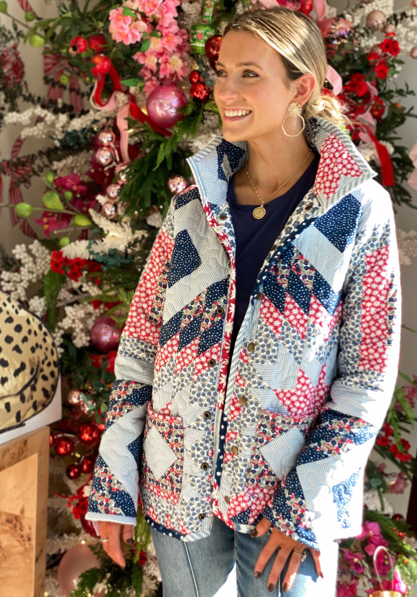 Ida Mae Adeline Patchwork Americana Quilted Snap Jacket – Bungalow 123